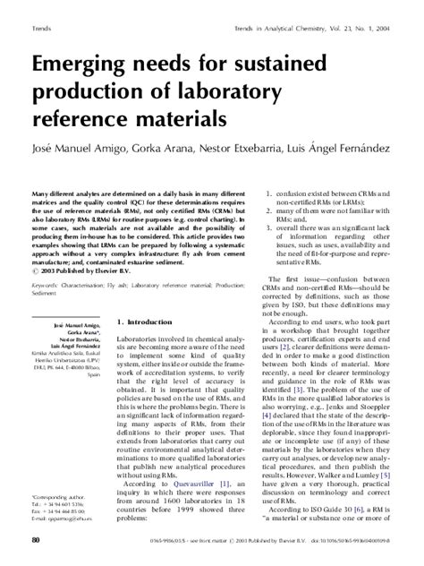Pdf Emerging Needs For Sustained Production Of Laboratory Reference