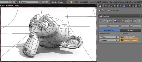 Wireframe Render Over An Object With The Subdivision Surface Wireframe