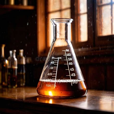 Erlenmeyer Flask Of Liquid Science Apparatus Equipment To Measure