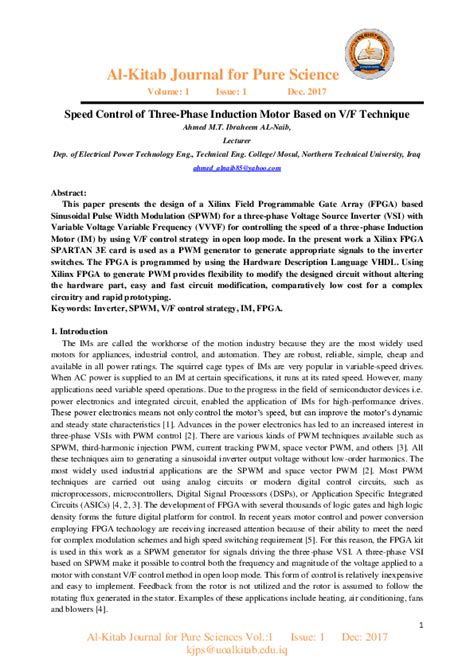 Pdf Speed Control Of Three Phase Induction Motorpdf