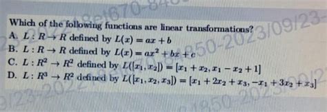 Solved Which Of The Following Functions Are Linear Chegg