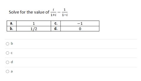 Solved 1 Solve For The Value Of 1 I 1 I A B 1 1 2 C D 1 Chegg Com