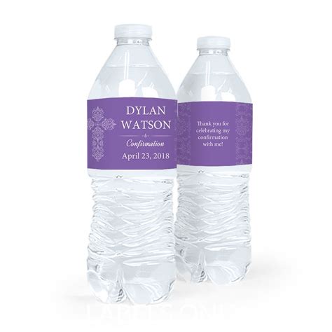 Personalized Confirmation Elegant Cross Water Bottle Sticker Labels 5