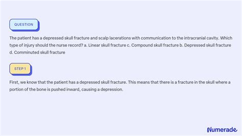 The Patient Has A Depressed Skull Fracture And Scalp Lacerations With Communication To The