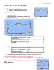 Lab Series And Parallel Circuits Docx Name Circuit Construction Kit DC Virtual Lab Learning