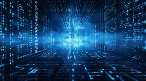 Blue Digital Data Stream And Binary Code Background Perfect For