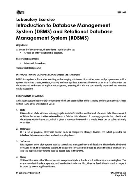 01 laboratory exercise 1 ia pdf relational database databases