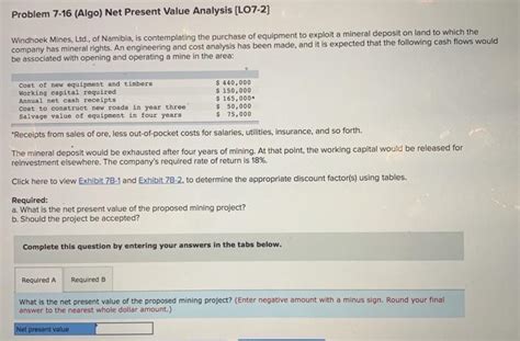 Solved Problem 7 16 Algo Net Present Value Analysis