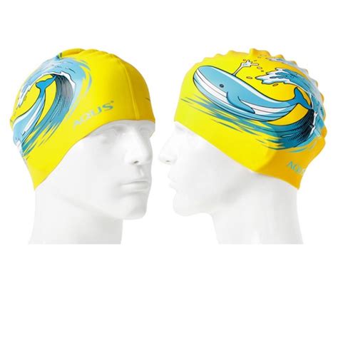 아쿠스 귀여운 돌고래 캐릭터 실리콘 수영모자 디자인 수영모 수모 Wht화이트 1개 성인 수영모 쿠팡