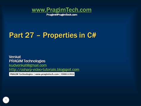 Sql Server Net And C Video Tutorial Part 27 Properties In C