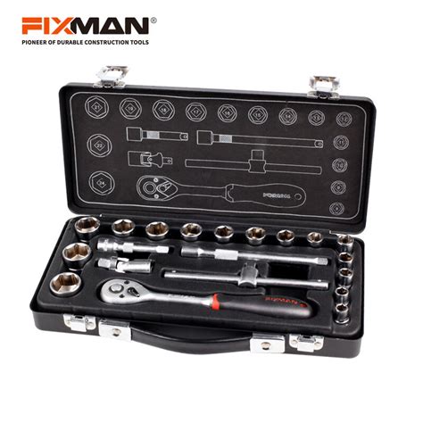 Fixman Socket Set 38dr Met 20pc Clampline
