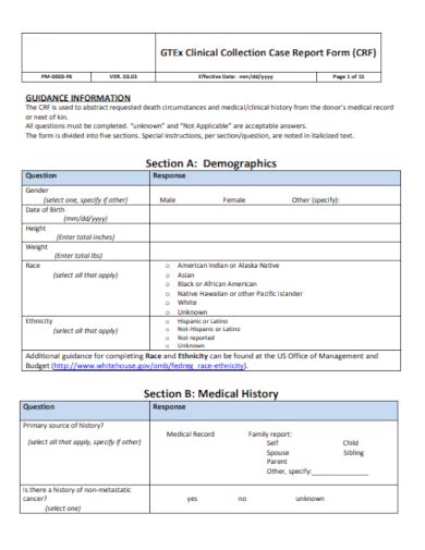 Free 20 Case Report Form Samples In Pdf