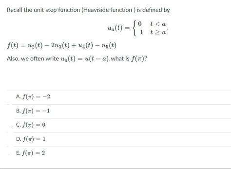 Solved Recall The Unit Step Function Heaviside Function