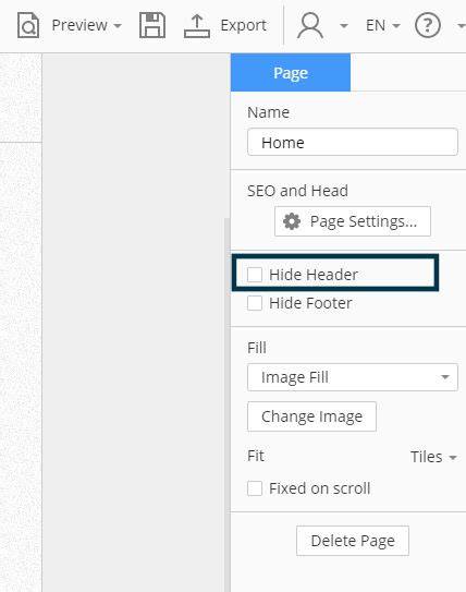how to remove header section nicepage forum