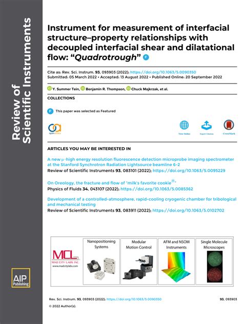 Pdf Instrument For Measurement Of Interfacial Structureproperty Relationships With Decoupled