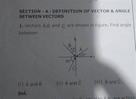 Section A Definition Of Vector And Angle Between Vectors Vectors Hat