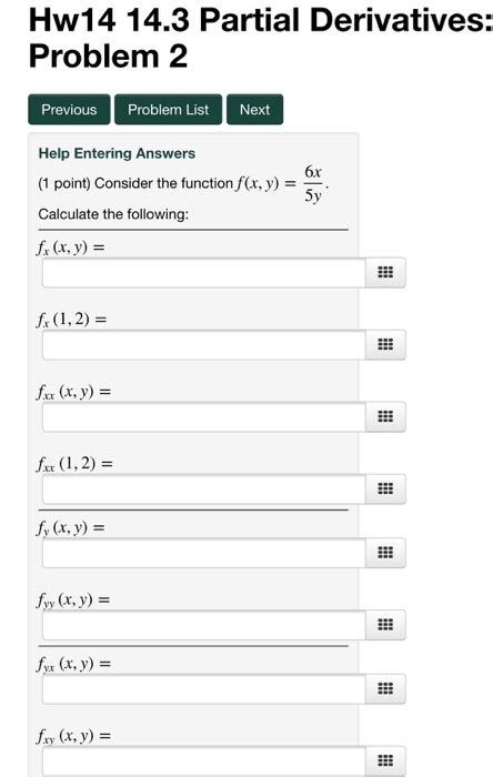 solved hw14 14 3 partial derivatives problem 2 previous