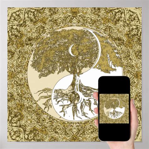 Tree Of Life Yin Yang Gold Mandala Poster Zazzle