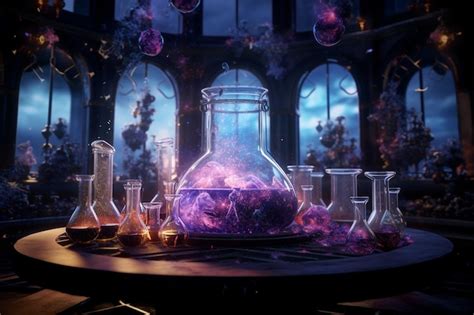 Premium Ai Image Interdimensional Alchemy Lab With Potions Of Cosmi 00378 00