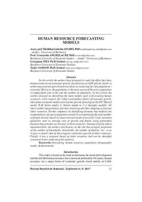 Pdf Human Resource Forecasting Models