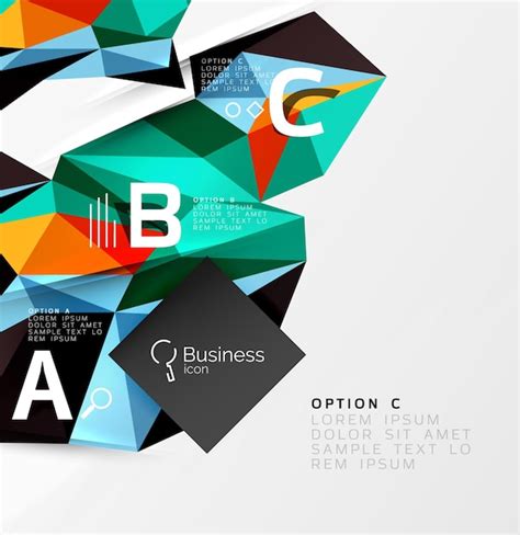 Premium Vector Colorful Triangle Mosaic 3d Geometric Object With Infographics Vector Abstract