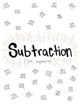3 Digit Subtraction WITHOUT Re Grouping FREEBIE TpT