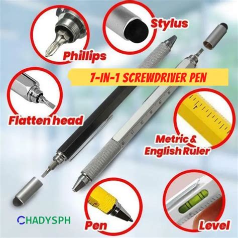Chadysph 7 In 1 Screwdriver Pen Phillips Screw Flattened Head Screw