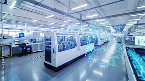 Industry 40 Smart Factory Interior Showcases Iiot Machines Efficient Workstations And