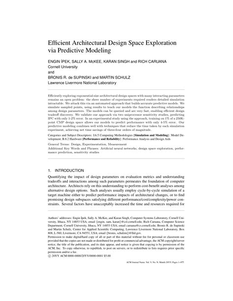 Pdf Efficient Architectural Design Space Exploration Via Predictive Modeling