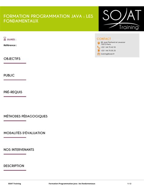 Formation Programmation Java Les Fondamentaux Formations
