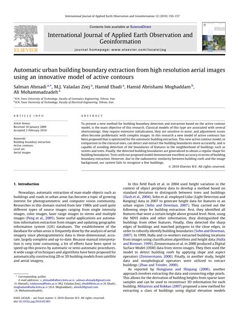Pdf Automatic Urban Building Boundary Extraction From High Resolution Aerial Images Using An