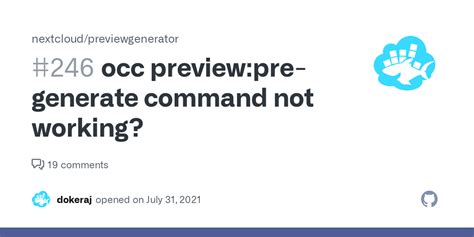 occ preview pre generate command not working · issue 246 · nextcloud