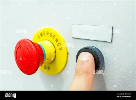 Reset Fuse Box With Emergency Red Shutdown Panic Button Stock Photo Alamy