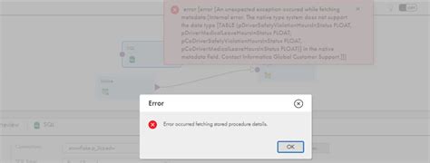 error while fetching stored procedure in sql transformation for