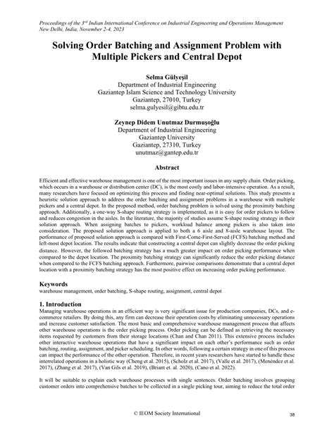 Pdf Solving Order Batching And Assignment Problem With Multiple