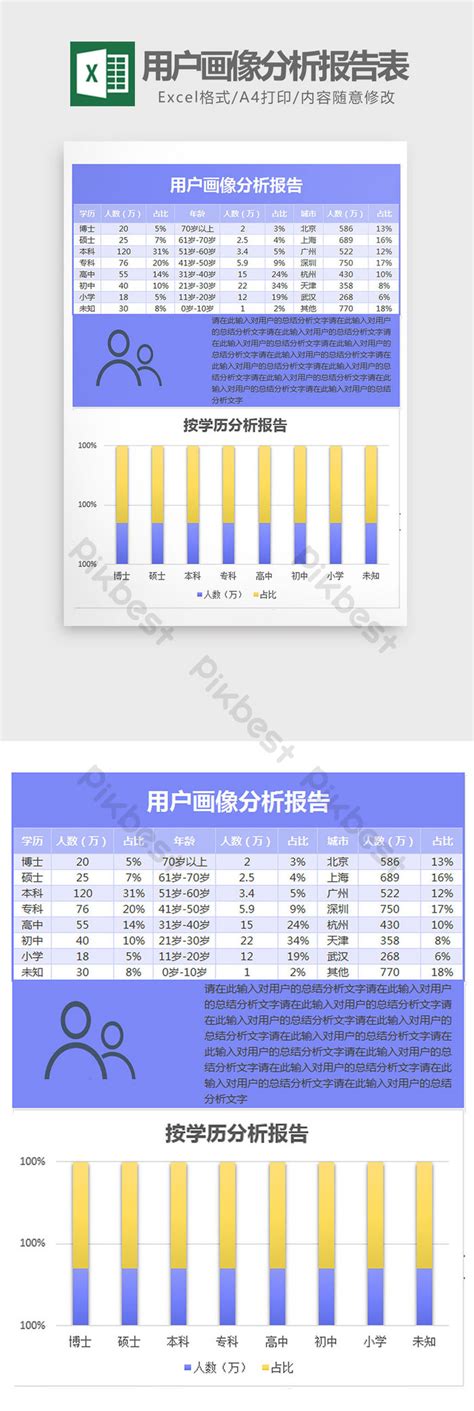 Blue User Profile Analysis Report Form Excel Template Excel Xlsx Template Free Download Pikbest