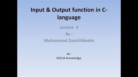Input And Output Function In C Language In Urdu Lecture 5 Youtube