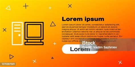 노란색 배경에서 격리된 라인 컴퓨터 모니터 아이콘입니다 Pc 구성 요소 기호입니다 다채로운 개요 개념 벡터 일러스트레이션 0명에 대한 스톡 벡터 아트 및 기타 이미지