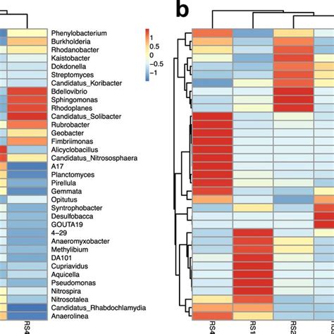 Heat Map Of Key Bacterial A And Fungal B Taxa At The Genus Level Download Scientific Diagram