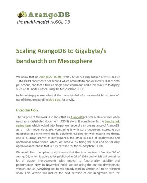 Scaling Arangodb To Gigabytes Bandwidth Arangodb