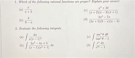 Solved Which Of The Following Rational Functions Are Proper