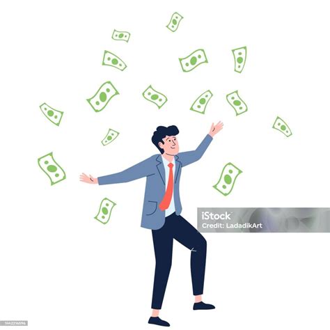 돈 비 개념의 사업가 재정적 풍요와 기업가와 무관합니다 금융 성공적인 투자 부의 최근 벡터 장면 개념에 대한 스톡 벡터 아트 및