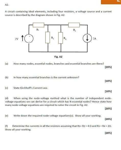 a2 a circuit containing ideal elements including four resistors a