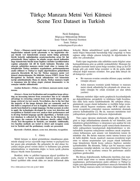 Pdf Scene Text Dataset In Turkish