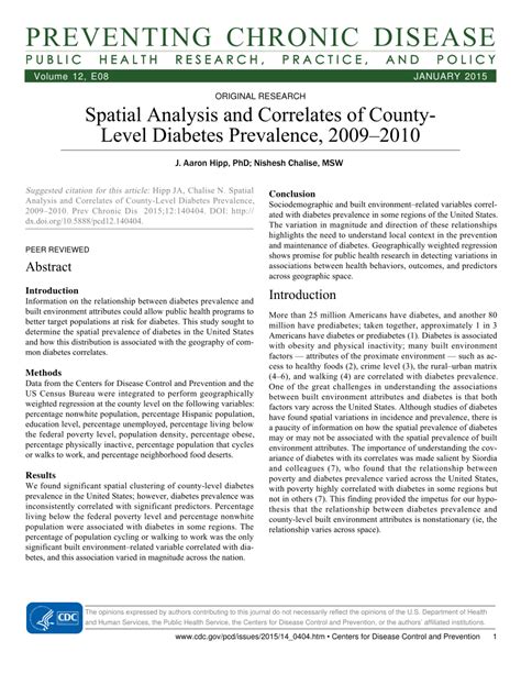 Pdf Spatial Analysis And Correlates Of County Level Diabetes