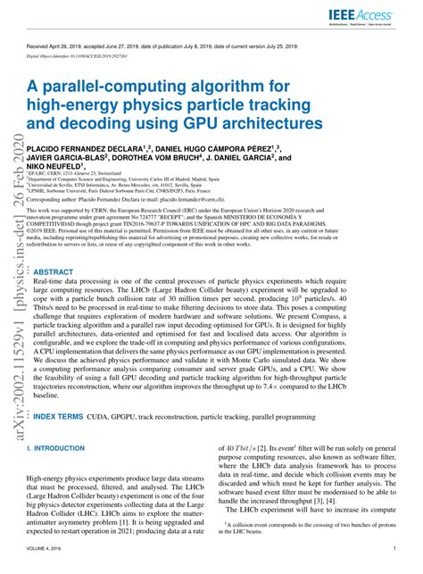 Pdf A Parallel Computing Algorithm For High Energy Physics Particle