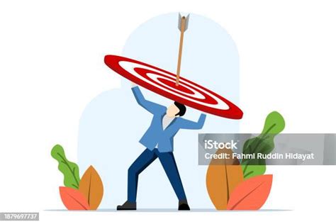 비즈니스 목표 달성의 개념 목표 보드 또는 인간 경력 목표를 보유하는 사업가 개발 발전 또는 성장 성공적인 경력 리더십 평면