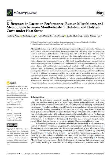 Pdf Differences In Lactation Performance Rumen Microbiome And
