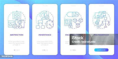 Object Oriented Programming Basic Rules Blue Gradient Onboarding Mobile App Screen向量圖形及更多互聯網圖片