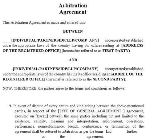 Arbitration Agreement Template